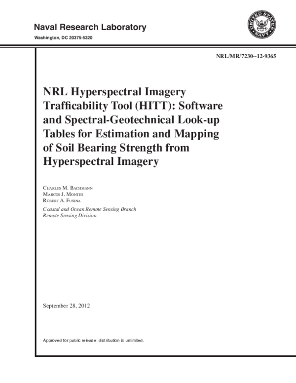 (PDF) NRL Hyperspectral Imagery Trafficability Tool (HITT): Software ...