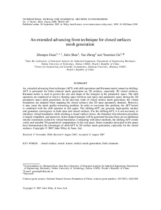 (PDF) An extended advancing front technique for closed surfaces mesh ...