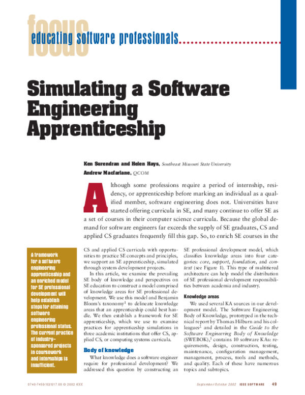 (PDF) Simulating a software engineering apprenticeship
