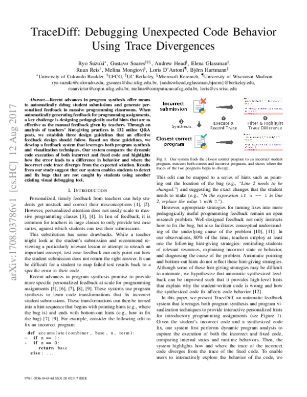 (PDF) TraceDiff: Debugging unexpected code behavior using trace divergences