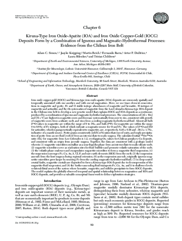 (PDF) Kiruna-Type Iron Oxide-Apatite (IOA) and Iron Oxide Copper-Gold ...