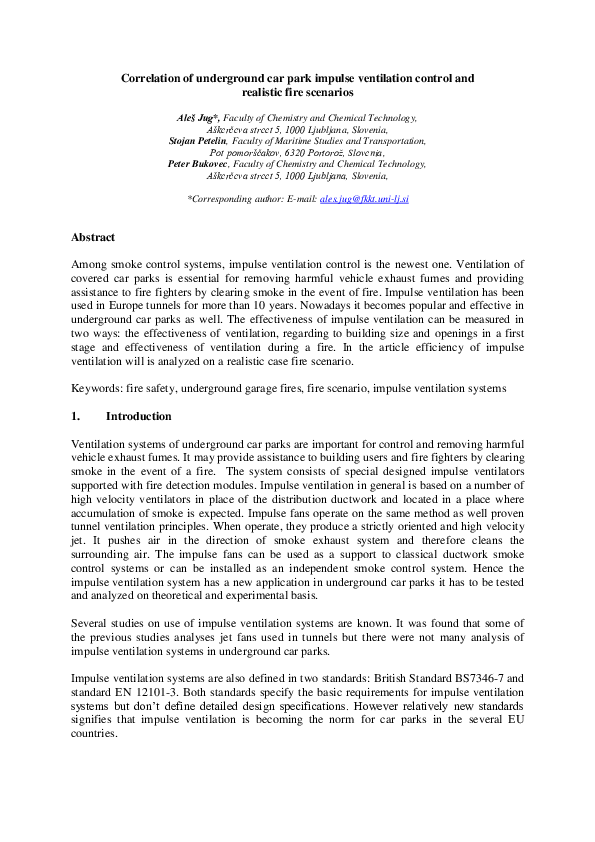 (PDF) Correlation of underground car park impulse ventilation control ...