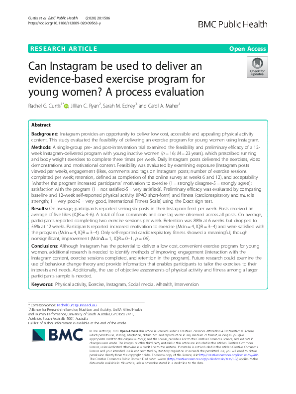 (PDF) Can Instagram be used to deliver an evidence-based exercise ...