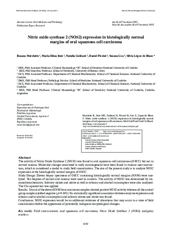 (PDF) NOS2 Expression in Normal Margins of OSCC