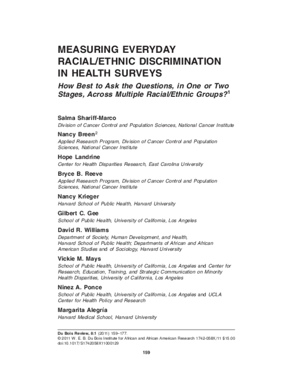 (PDF) Measuring Everyday Racial/Ethnic Discrimination in Health Surveys