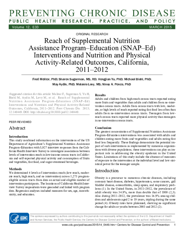 (PDF) Reach of Supplemental Nutrition Assistance Program–Education ...