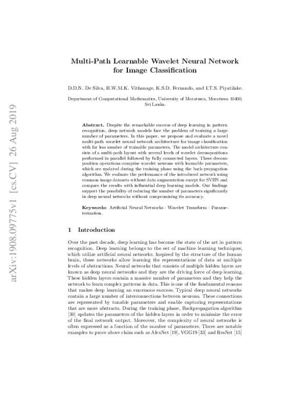 (PDF) Multi-path learnable wavelet neural network for image classification