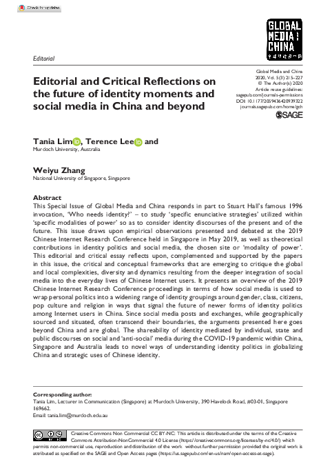 (PDF) Editorial and Critical Reflections on the future of identity ...