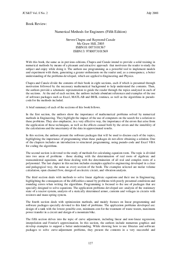 (PDF) Numerical methods for engineers (fifth edition) . Steven Chapra ...