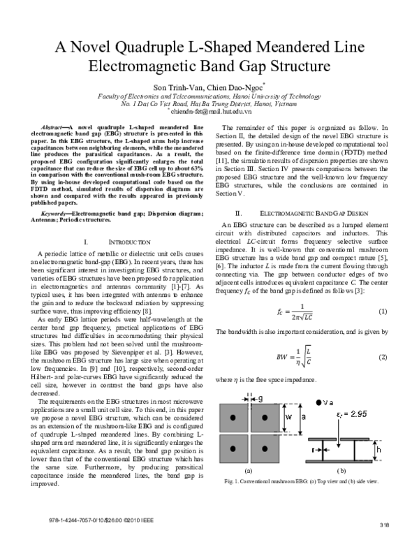 (PDF) A novel quadruple L-shaped meandered line electromagnetic band gap structure