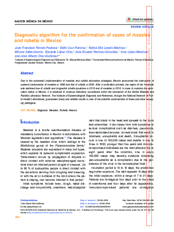 (PDF) Diagnostic algorithm for the confirmation of cases of measles and ...