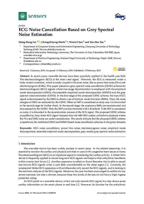 (PDF) Grey Spectral Noise Cancellation for ECG