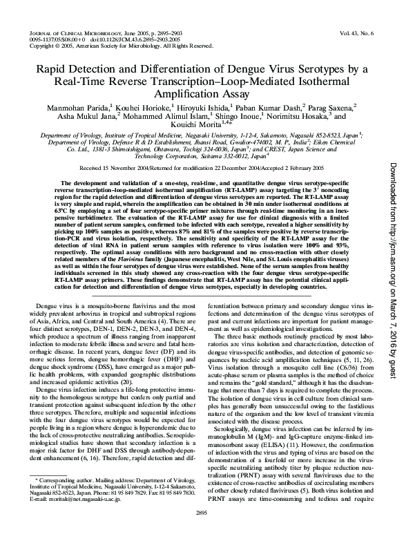 (PDF) Rapid Detection and Differentiation of Dengue Virus Serotypes by a Real-Time Reverse ...