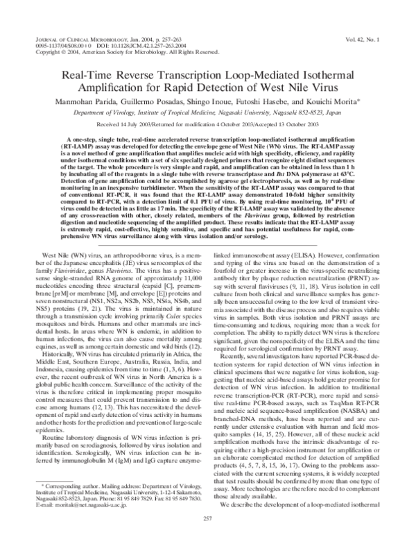 (PDF) Real-Time Reverse Transcription Loop Mediated Isothermal Amplification (RT-LAMP) Assay as ...