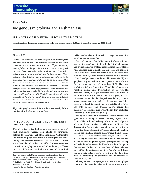 (PDF) Indigenous microbiota and Leishmaniasis