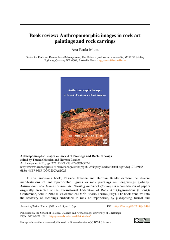 (PDF) Book review: Anthropomorphic images in rock art paintings and ...