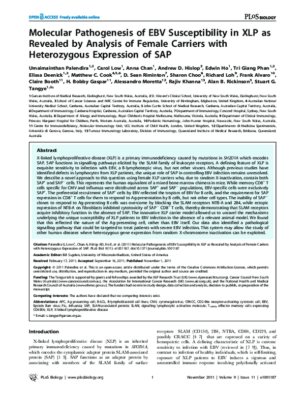 (PDF) Molecular Pathogenesis of EBV Susceptibility in XLP as Revealed ...