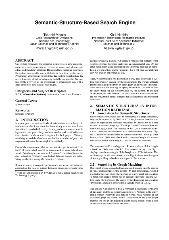 (PDF) Semantic-Structure-Based Search Engine