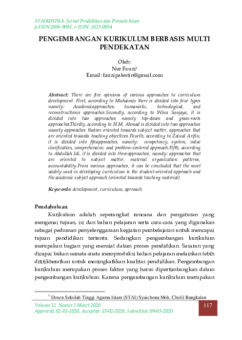 (PDF) Pengembangan Kurikulum Berbasis Multi Pendekatan