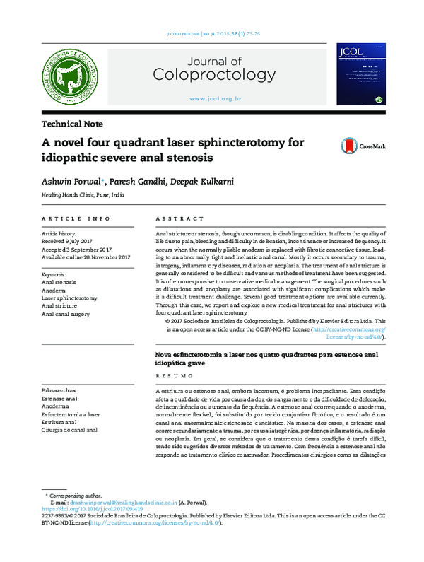 (PDF) A novel four quadrant laser sphincterotomy for idiopathic severe ...