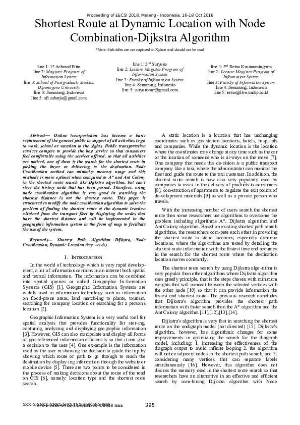 Pdf Shortest Route At Dynamic Location With Node Combination Dijkstra Algorithm 9146
