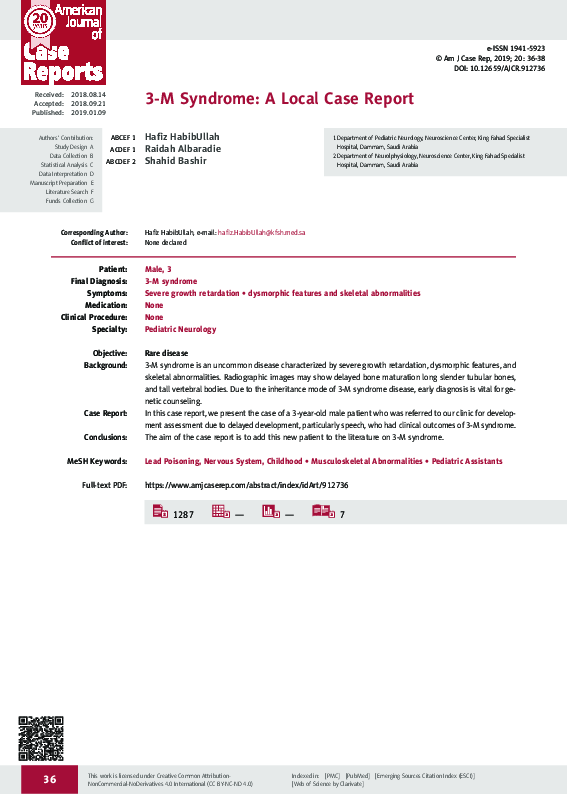 (PDF) 3-M Syndrome: A Local Case Report