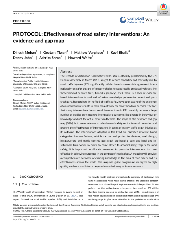 (PDF) PROTOCOL: Effectiveness of road safety interventions: An evidence ...