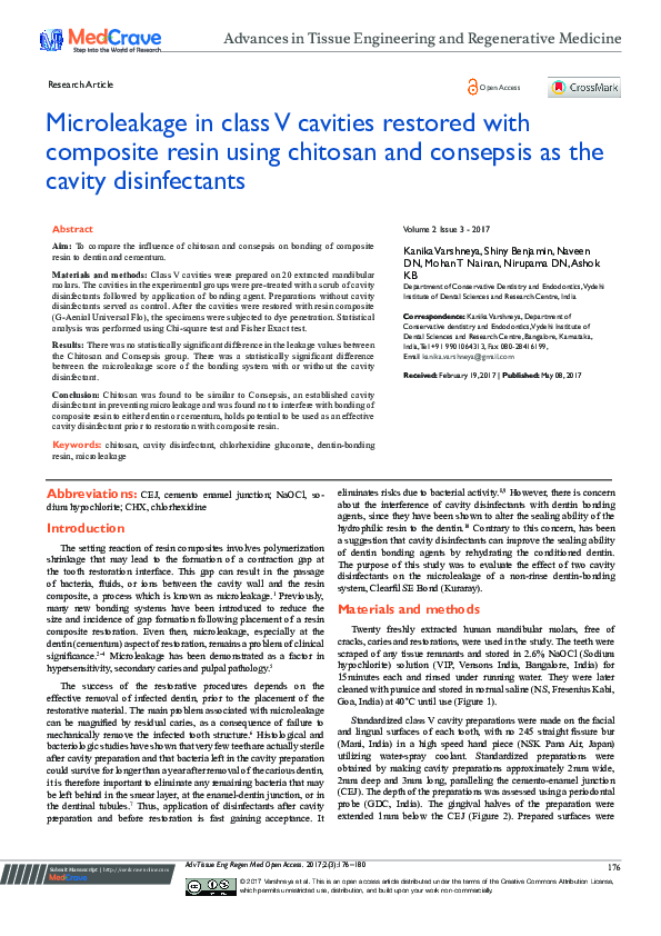 Pdf Microleakage In Class V Cavities Restored With Composite Resin Using Chitosan And
