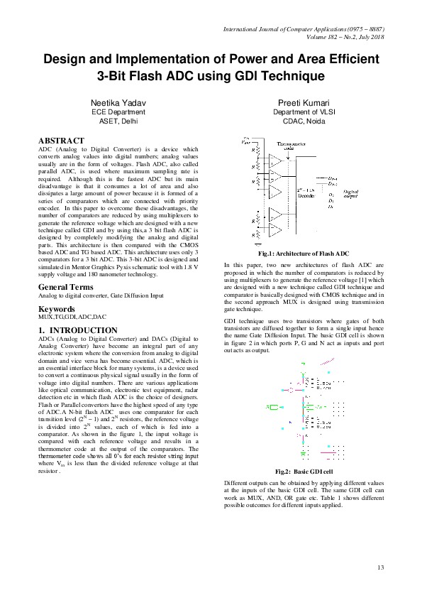 Pdf Design And Implementation Of Power And Area Efficient 3 Bit Flash