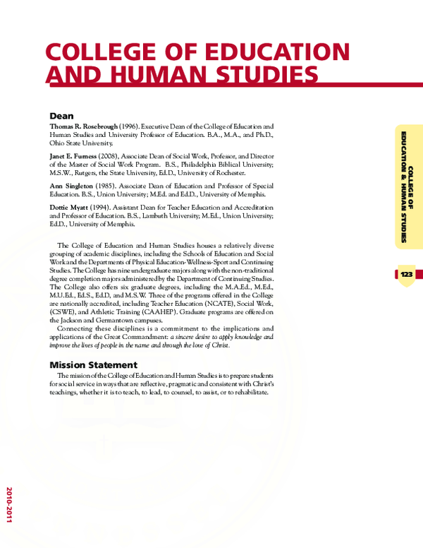 (PDF) ColleGe of edUCaTIon and HUMan sTU dIes