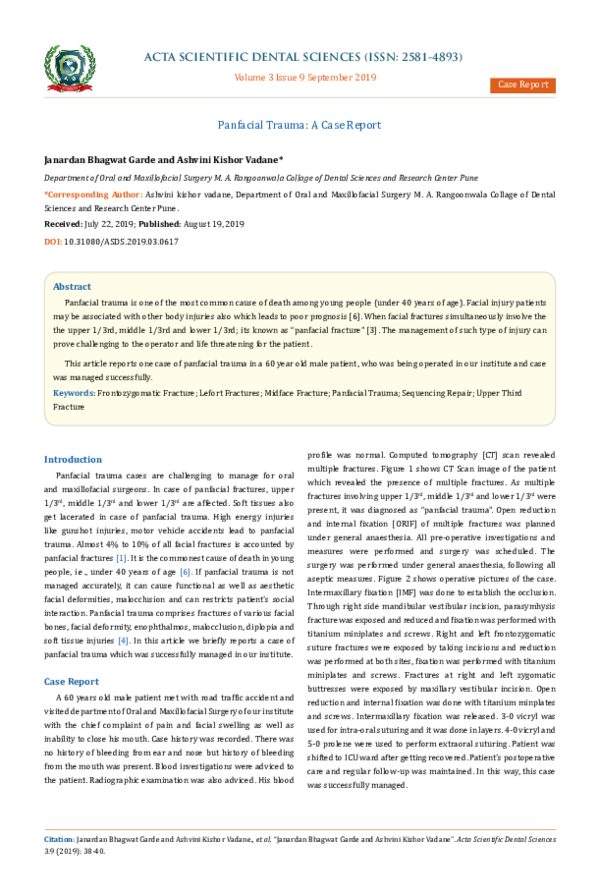 (PDF) Panfacial Trauma: A Case Report