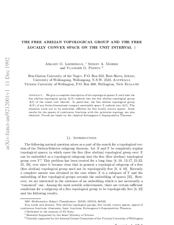 (PDF) The Free Abelian Topological Group and the Free Locally Convex ...