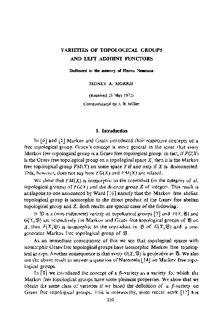 (PDF) Varieties of topological groups and left adjoint functors