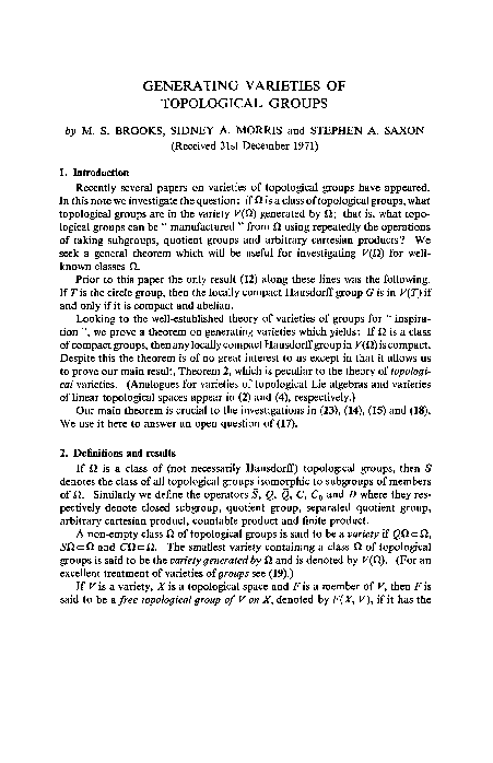 (PDF) Generating varieties of topological groups