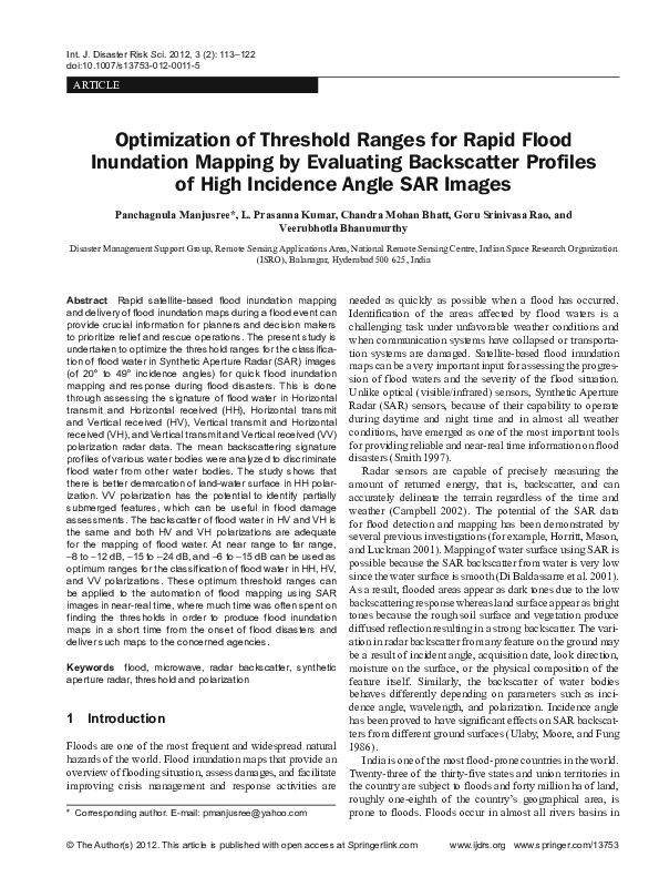 (PDF) Optimization of threshold ranges for rapid flood inundation ...