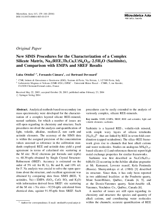 (PDF) New SIMS Procedures for the Characterization of a Complex ...