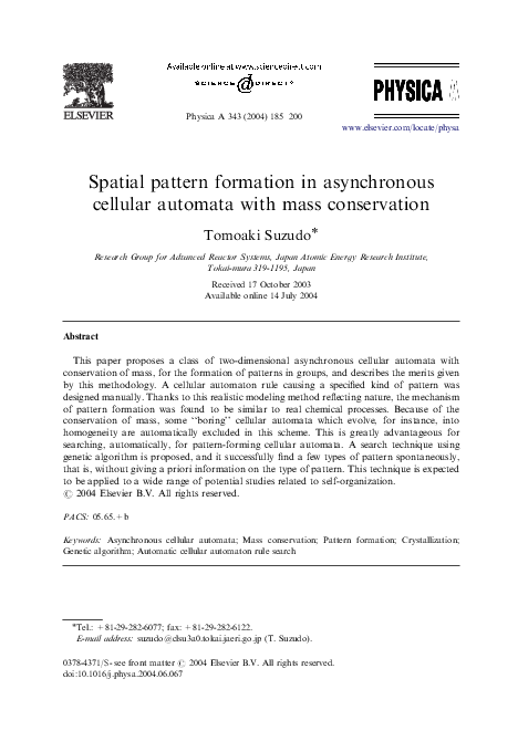(PDF) Spatial pattern formation in asynchronous cellular automata with mass conservation