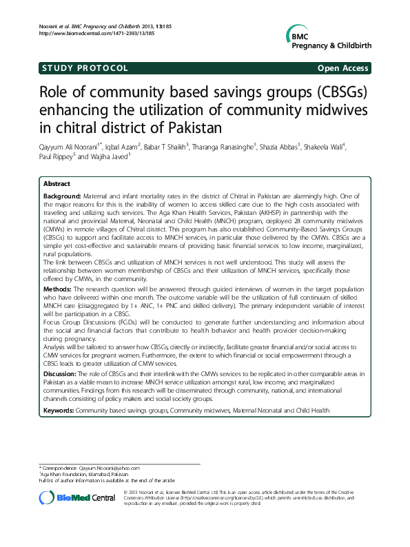 (PDF) Role of community based savings groups (CBSGs) enhancing the ...