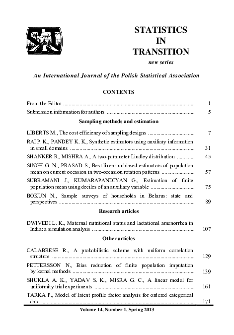 (PDF) Estimation of finite population mean using deciles of an ...