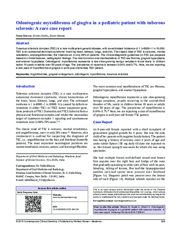 (PDF) Odontogenic myxofibroma of gingiva in a pediatric patient with ...
