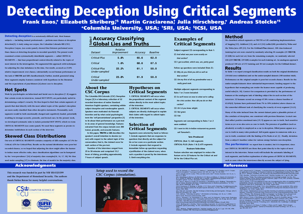 (PDF) Detecting Deception Using Critical Segments: Presentation Powerpoint Poster
