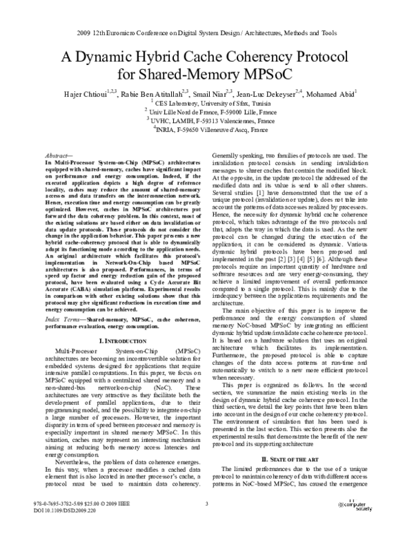 (PDF) A Dynamic Hybrid Cache Coherency Protocol for Shared-Memory MPSoC Architectures