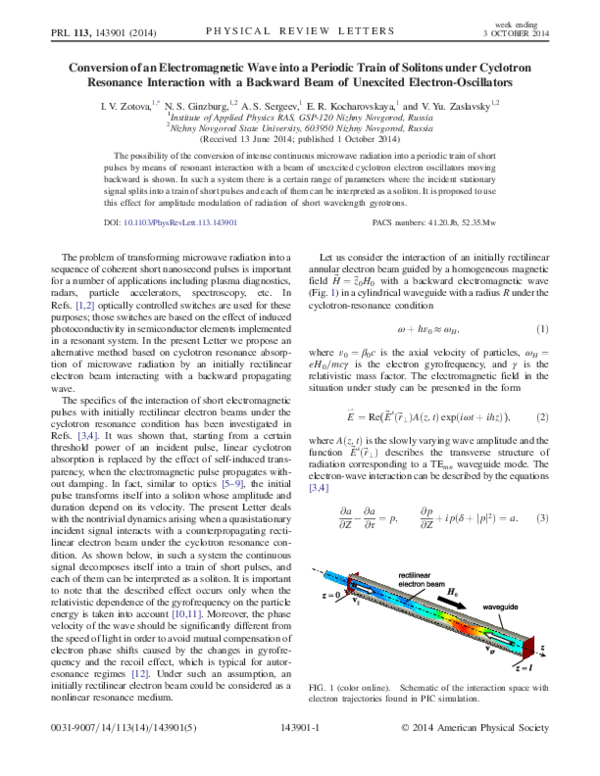 (PDF) Conversion of an Electromagnetic Wave into a Periodic Train of ...