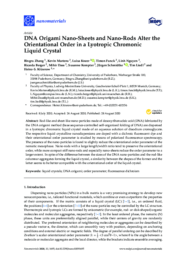 (PDF) DNA Origami Nano-Sheets and Nano-Rods Alter the Orientational ...