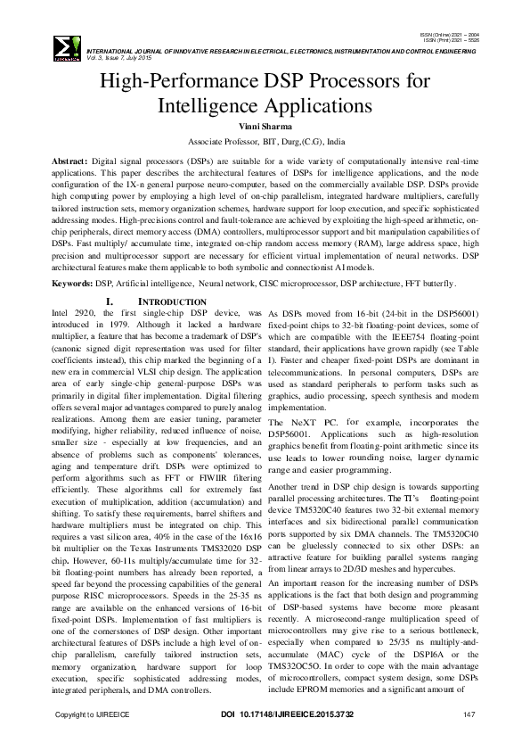 (PDF) High-Performance DSP Processors for Intelligence Applications