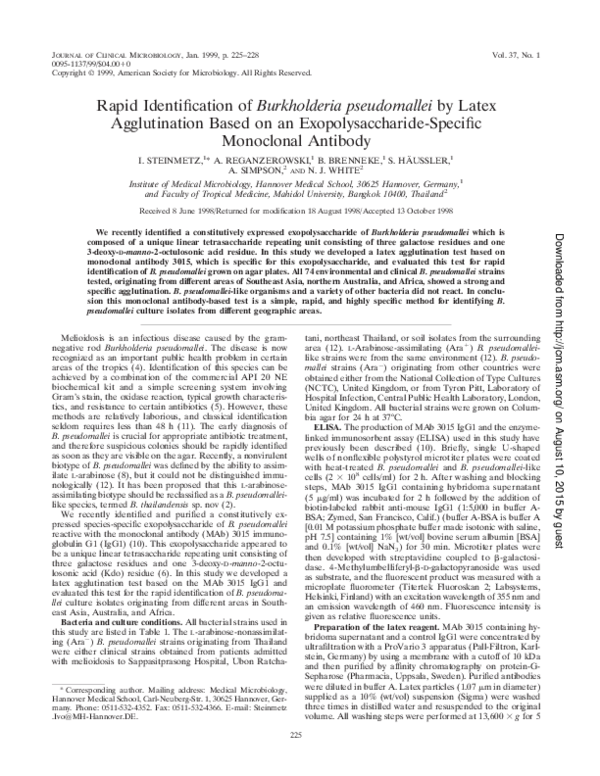 (PDF) Rapid identification of Burkholderia pseudomallei in blood ...