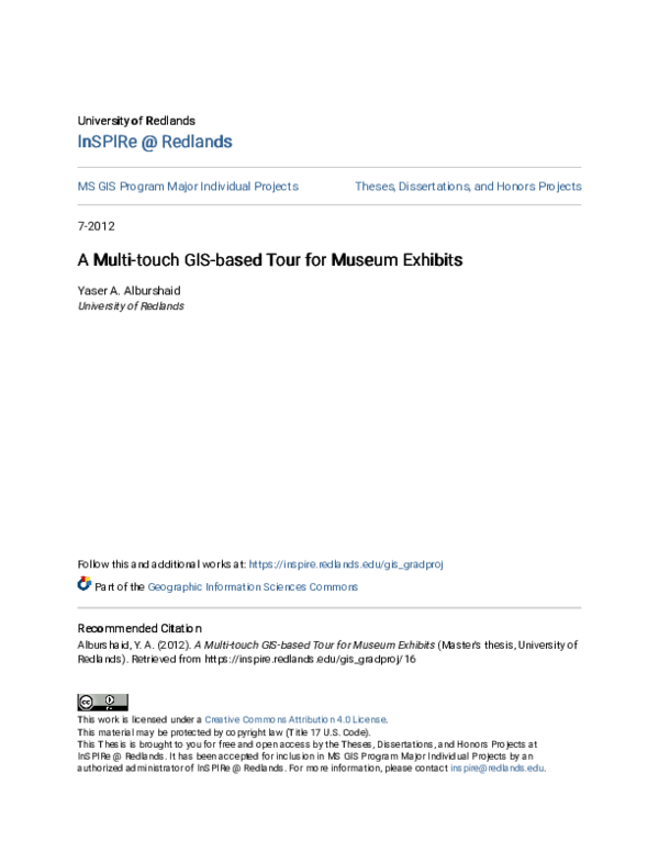 (PDF) A Multi-touch GIS-based Tour for Museum Exhibits