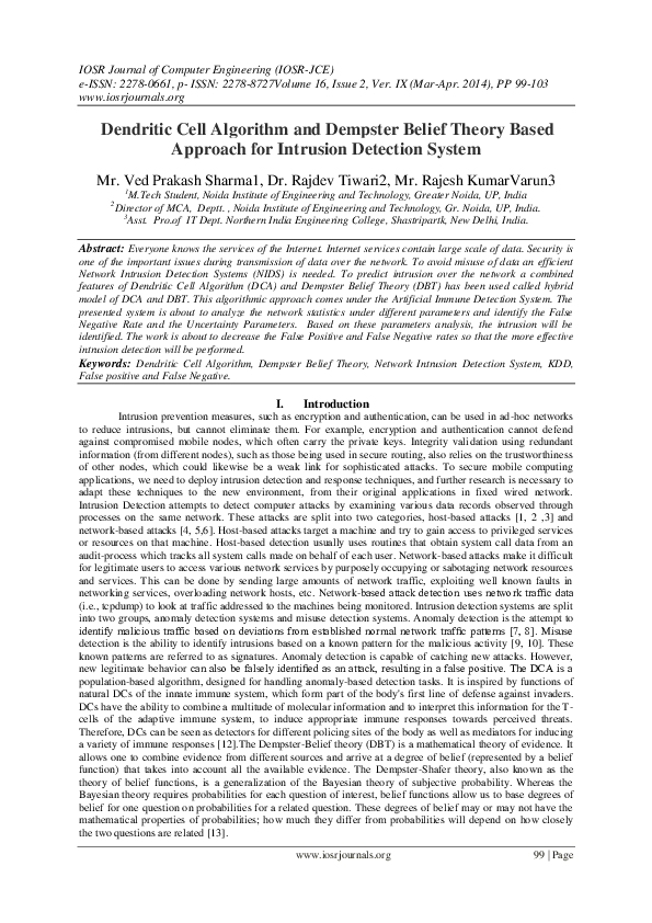 (PDF) Dendritic Cell Algorithm and Dempster Belief Theory Based Approach for Intrusion Detection ...
