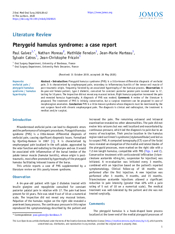 (PDF) Pterygoid hamulus syndrome: a case report