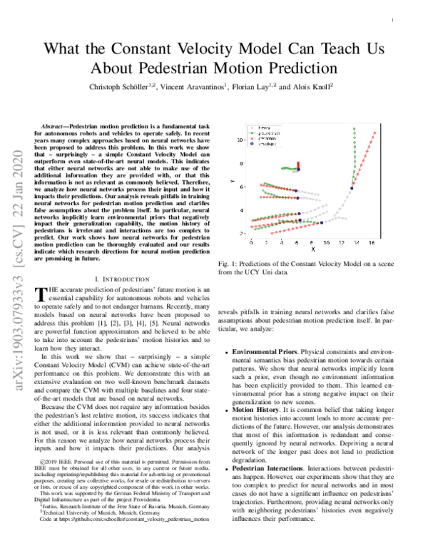 (PDF) What the Constant Velocity Model Can Teach Us About Pedestrian ...